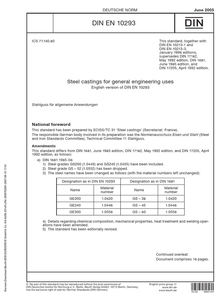 DIN - EN - 10293 - Steel Castings | PDF | Europe