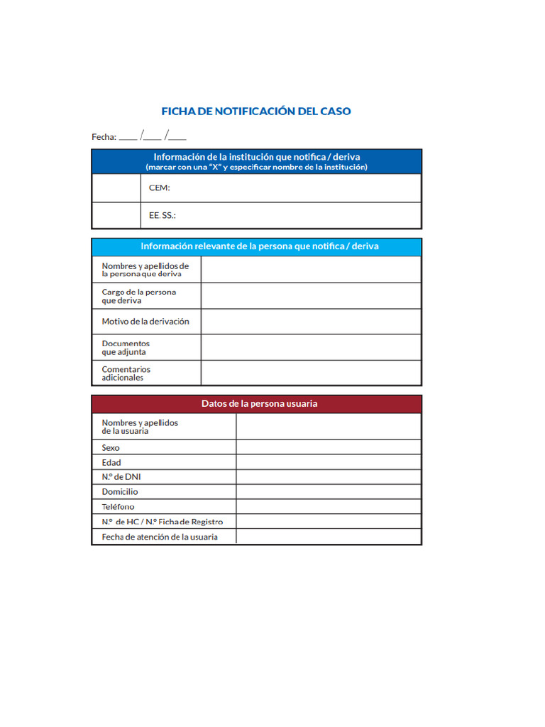 Ficha de Notificación de Caso | PDF
