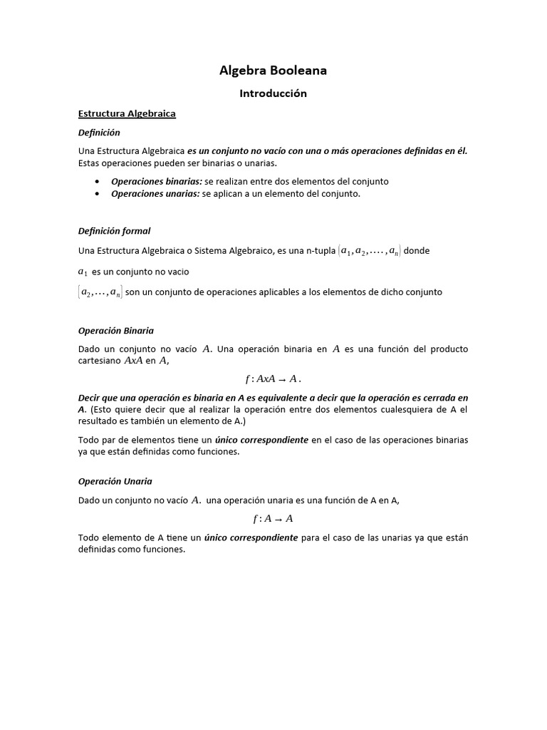 Algebra Booleana | PDF | Anillo (Matemáticas) | Grupo (Matemáticas)
