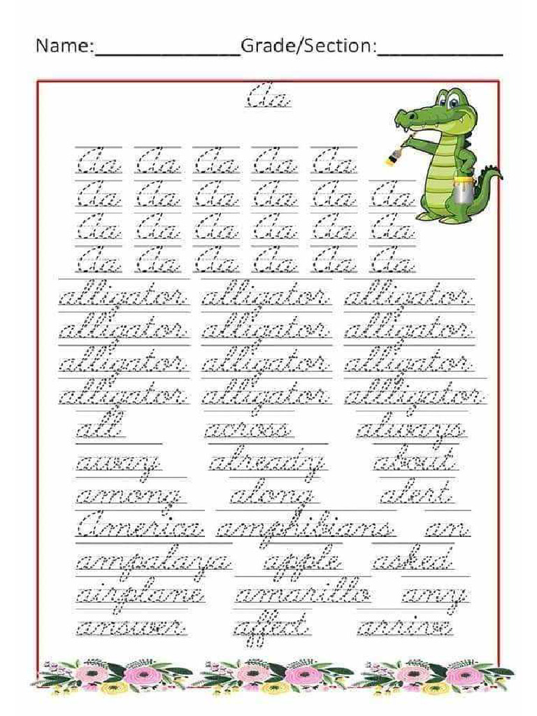 Cursive Practice Tracing For Grade 1 | PDF