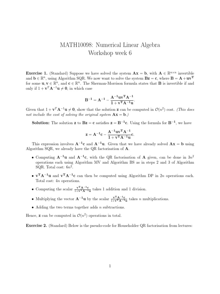 Workshop6 Solutions | Download Free PDF | Determinant | Matrix ...