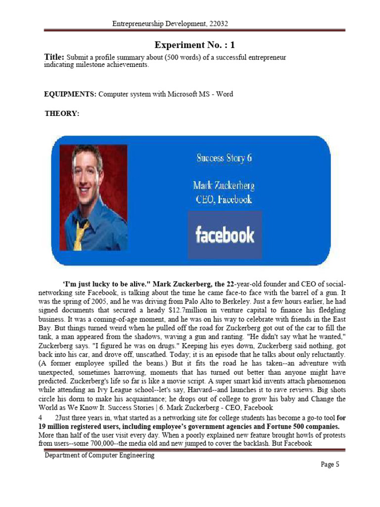 EDE Practical Number 1written | PDF | Mark Zuckerberg | Facebook