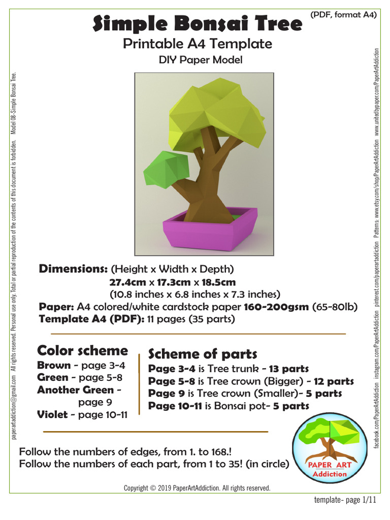 08 - Simple Bonsai Tree - TEMPLATE A4 | Download Free PDF | All Rights ...