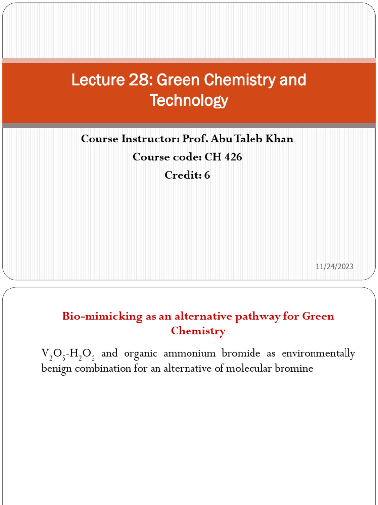 Green Chemistry | PDF | Hydrogen Peroxide | Organic Chemistry