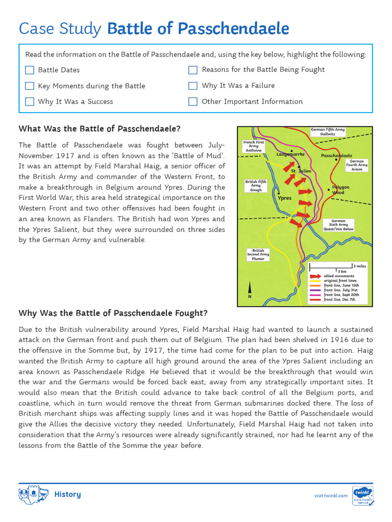 Battle of Passchendaele Case Study HA | PDF | Western Front (World War ...