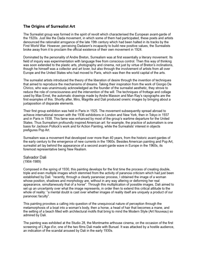 Surrealism | PDF | Surrealism | Salvador Dalí