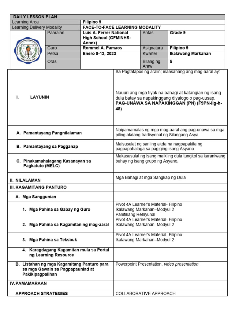 W5 Mga Sangkap at Elemento NG Dula | PDF