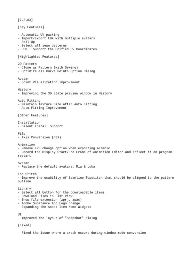 ChangeLog MarvelousDesigner | PDF | 3 D Computer Graphics | Computing