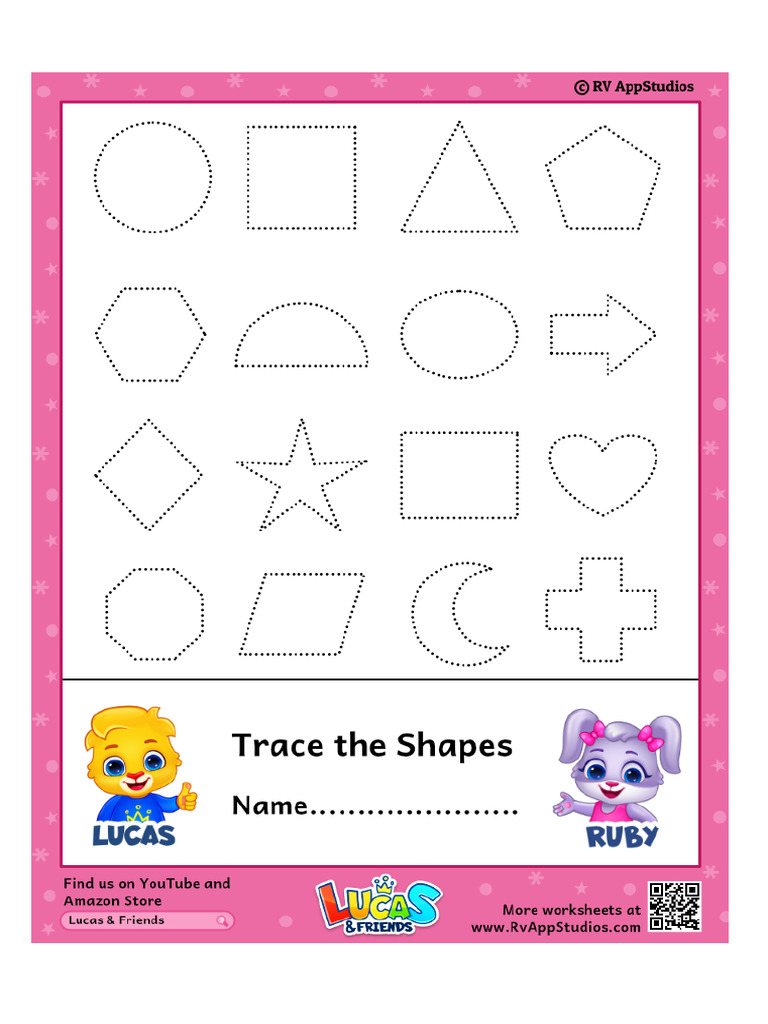152 Free Printable Worksheets For Kids Trace The Shapes Worksheet Trace ...