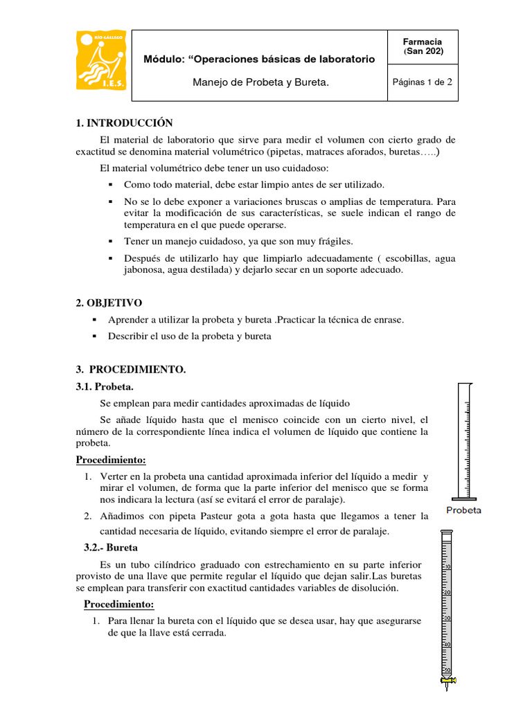PRACTICA3 OBL Manejo de Probeta y Bureta | Descargar gratis PDF ...