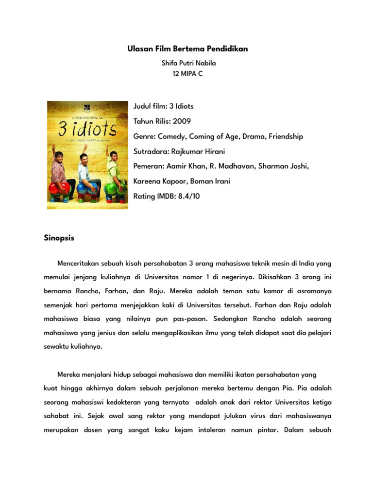 Ulasan Film Bertema Pendidikan-Shifa Putri | PDF