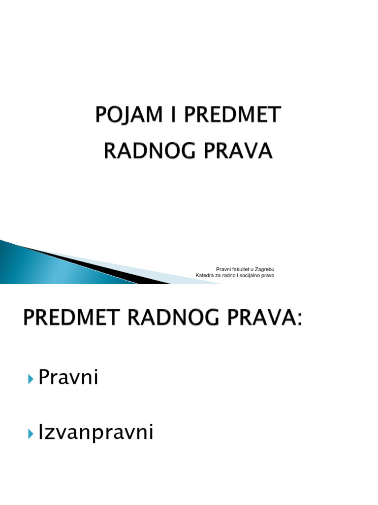 Pred Pojam Predmet Radnog Prava | PDF
