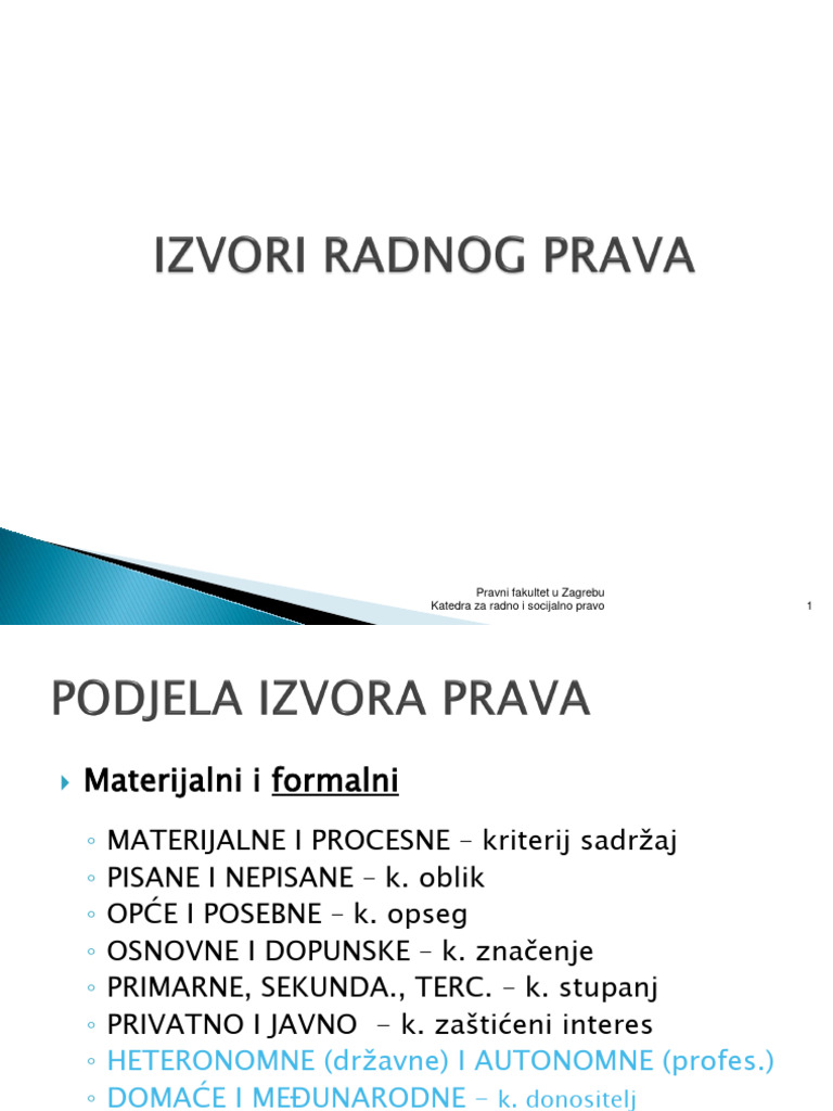 Pred Izvori Radnog Prava | PDF