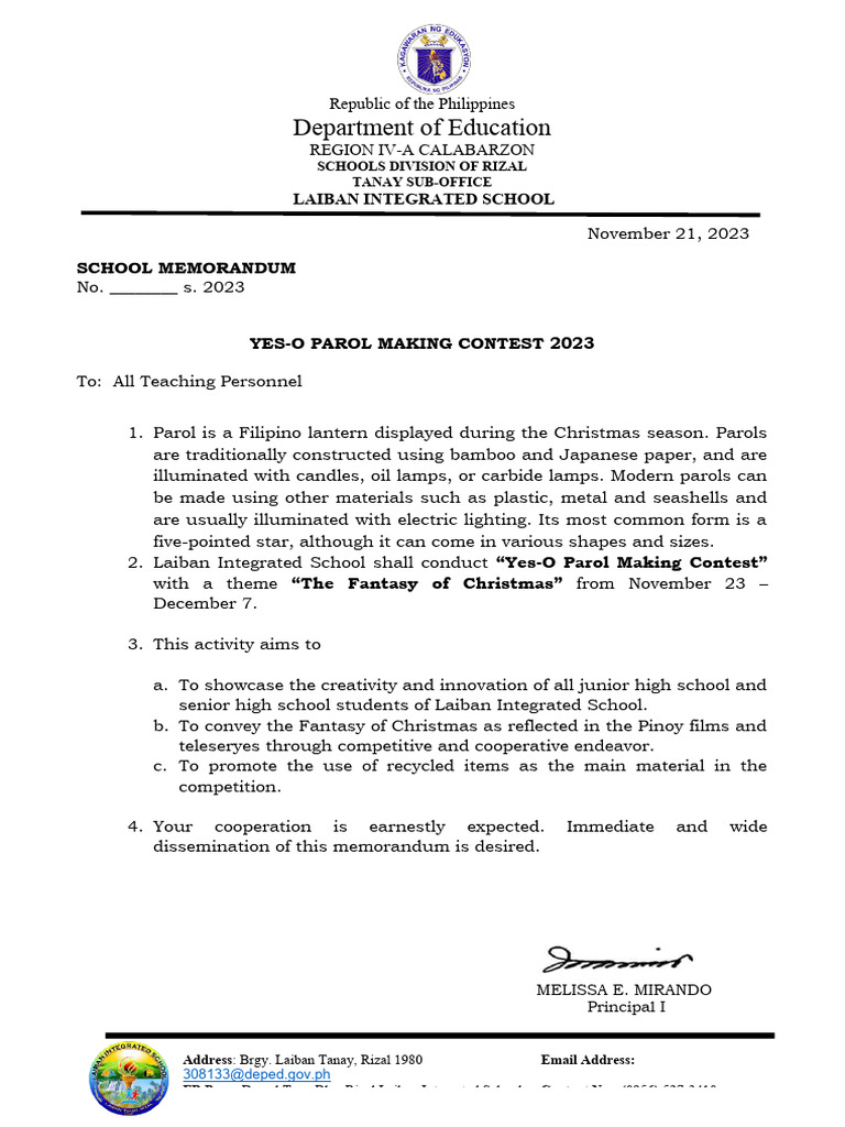 Recycled Parol Making Contest 2023 | PDF | Philippines