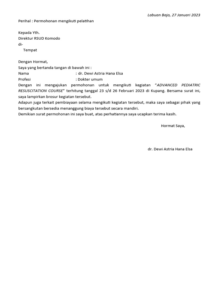 Surat Permohonan Pelatihan | PDF