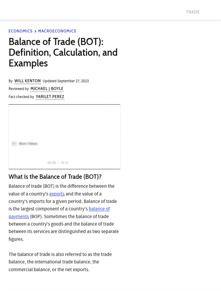 Balance of Trade (BOT)_ Definition, Calculation, and Examples | PDF | Balance Of Trade | Balance ...