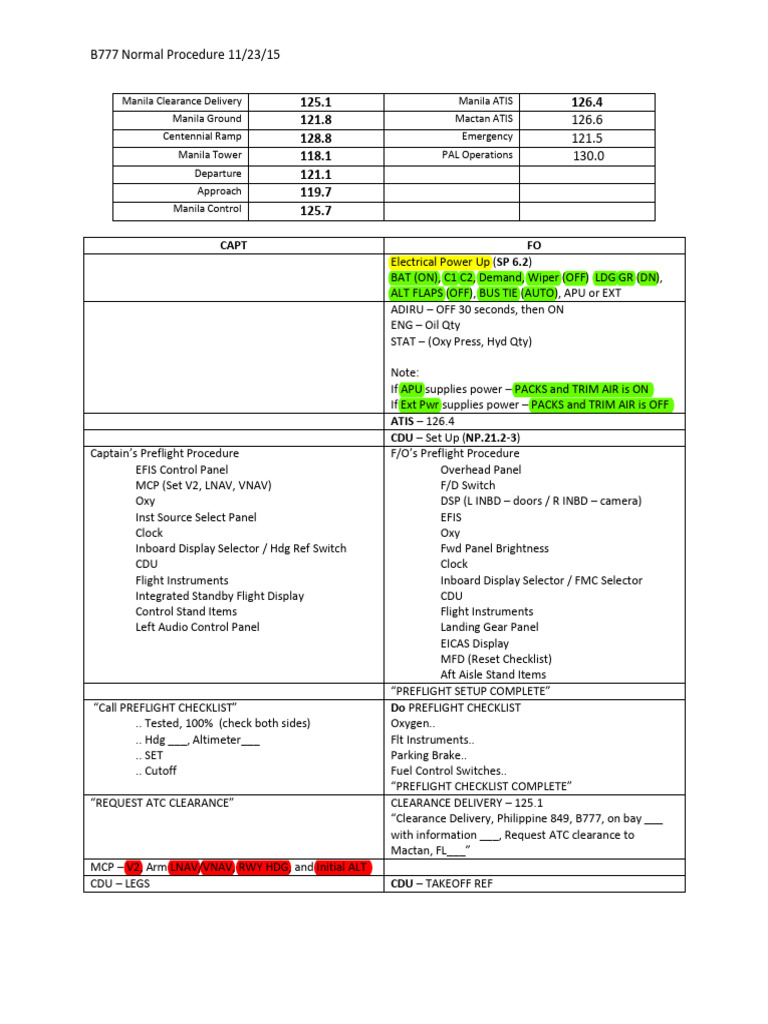 B777 Normal Procedure | Download Free PDF | Takeoff | Runway
