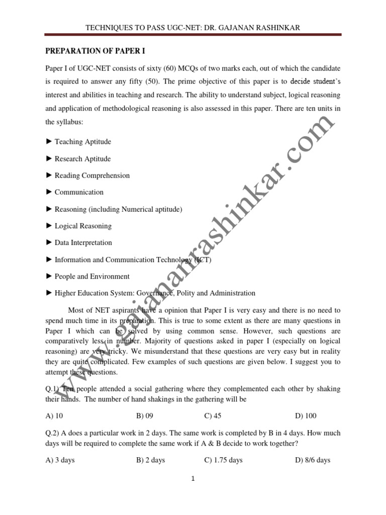 Preparation of paper I | PDF | Reason | Rationality