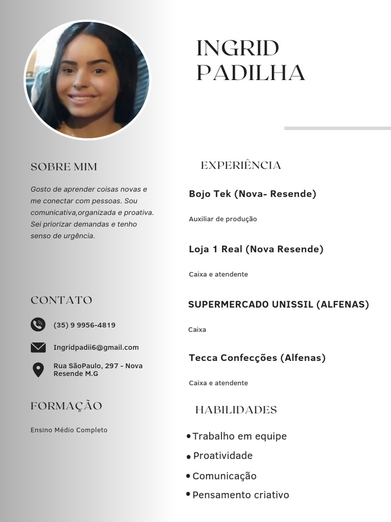 Currículo Simples Com Foto e Informações em Rosa e Branco - 20231113 ...