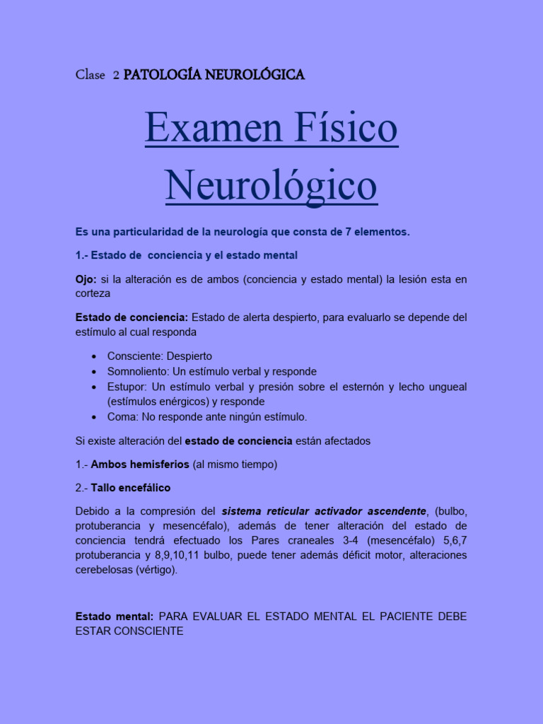 Examen Fisico Neurologico Dr. Maximo Q | PDF | Afasia | Cerebro