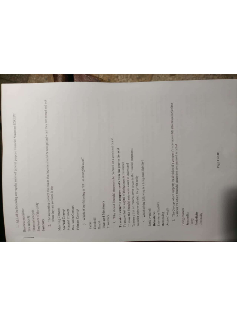 ACC 101 Practice Questions | PDF