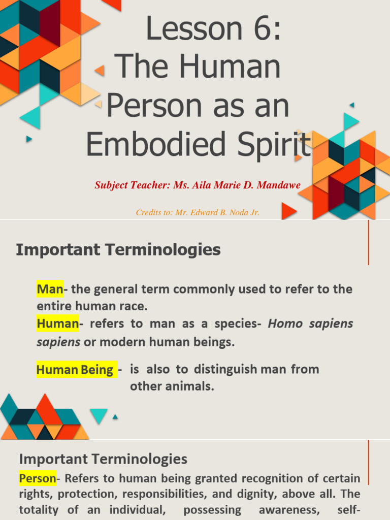 esson-6-The-Human-Person-as-an-Embodied-Spirit-Hand-outs | PDF | Soul ...
