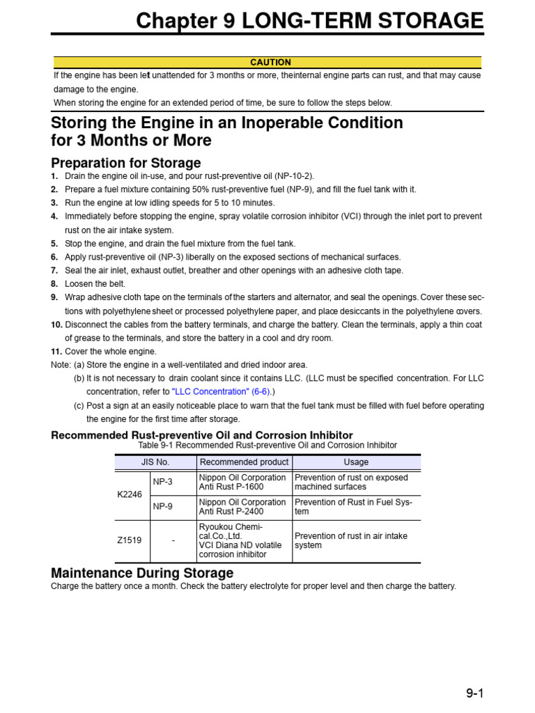 Long-Term Engine Storage Guide | PDF | Rust | Engines