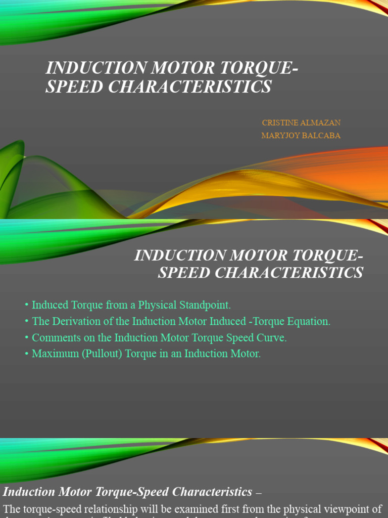 Induction Motor Torque-Speed Characteristics. TINE and JOY | PDF