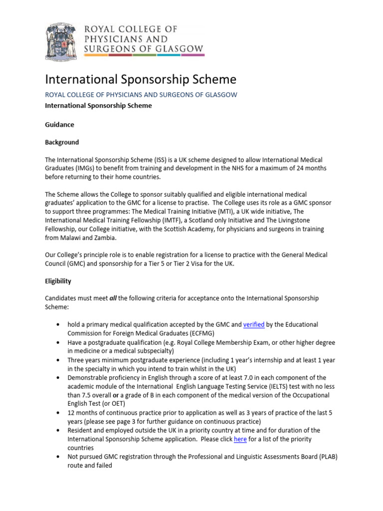International Sponsor Scheme Guidance Documents 2021 | Download Free ...