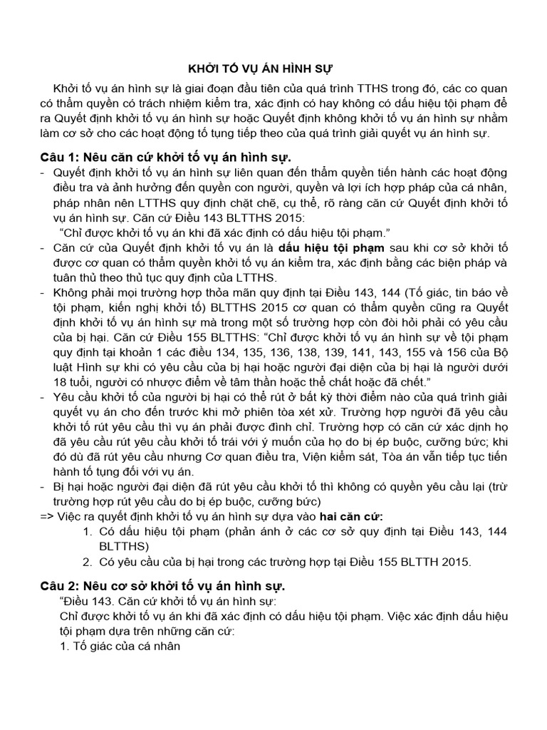 Khởi tố VAHS - TTHS | PDF