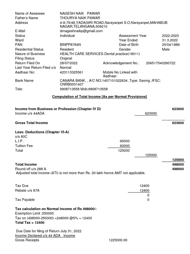 4. Computation FY 2021-22 | PDF | Loans | Balance Sheet