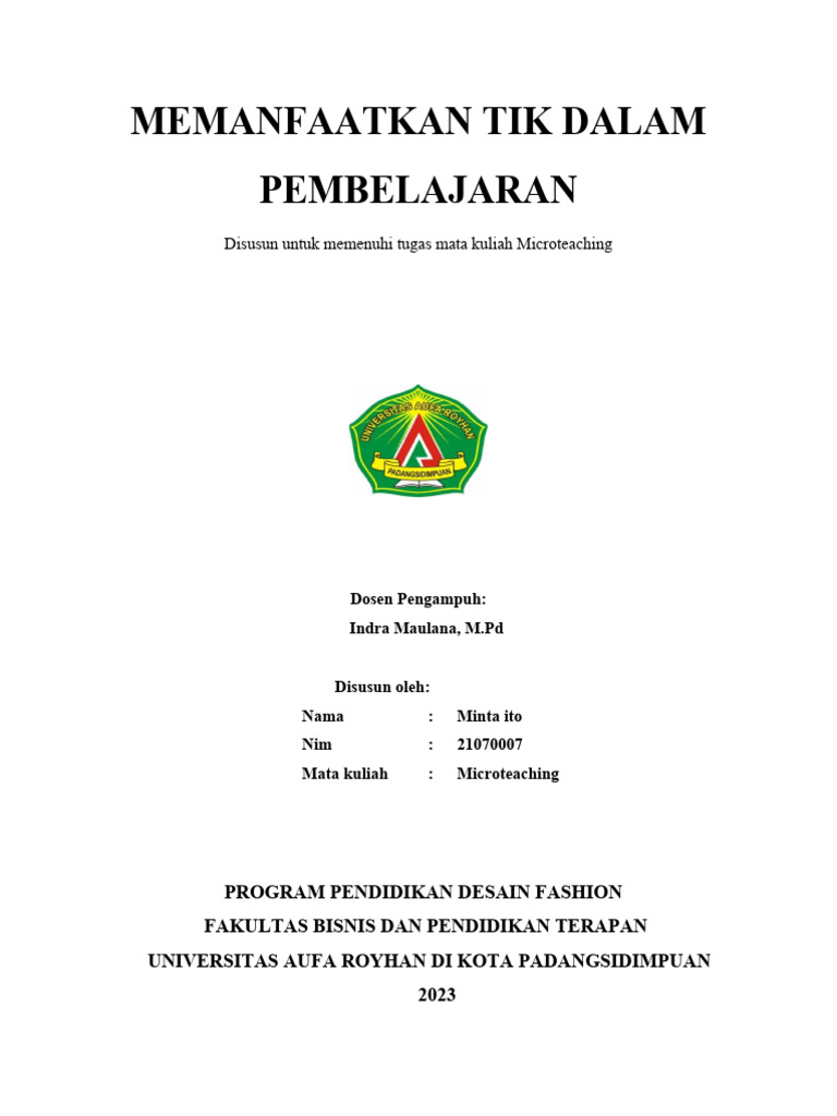 Pemanfaatan Tik Dalam Pembelajaran | PDF | Karier & Perkembangan | Seni