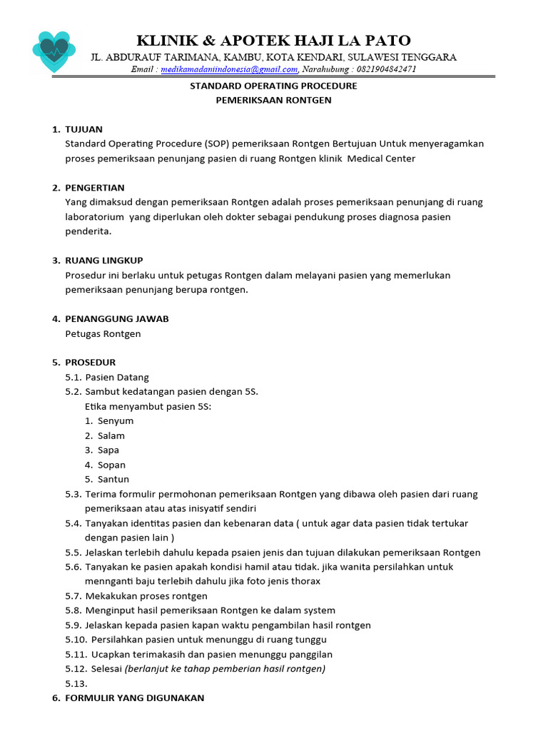 Prosedur Rontgen Kaki di Klinik Haji La Pato | PDF | Pengembangan Diri