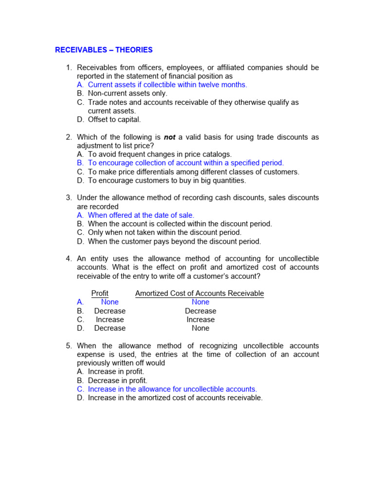 Receivables Theories | PDF | Tax Deduction | Bad Debt
