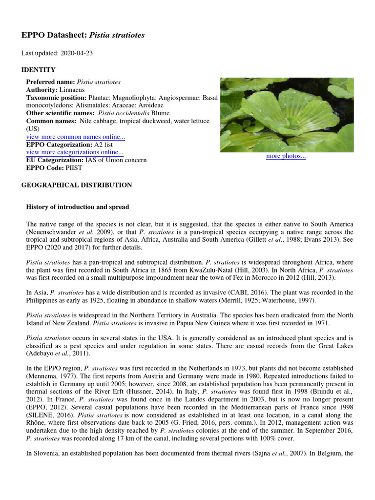 Eppo Datasheet Piist Pdf Invasive Species Systems Ecology