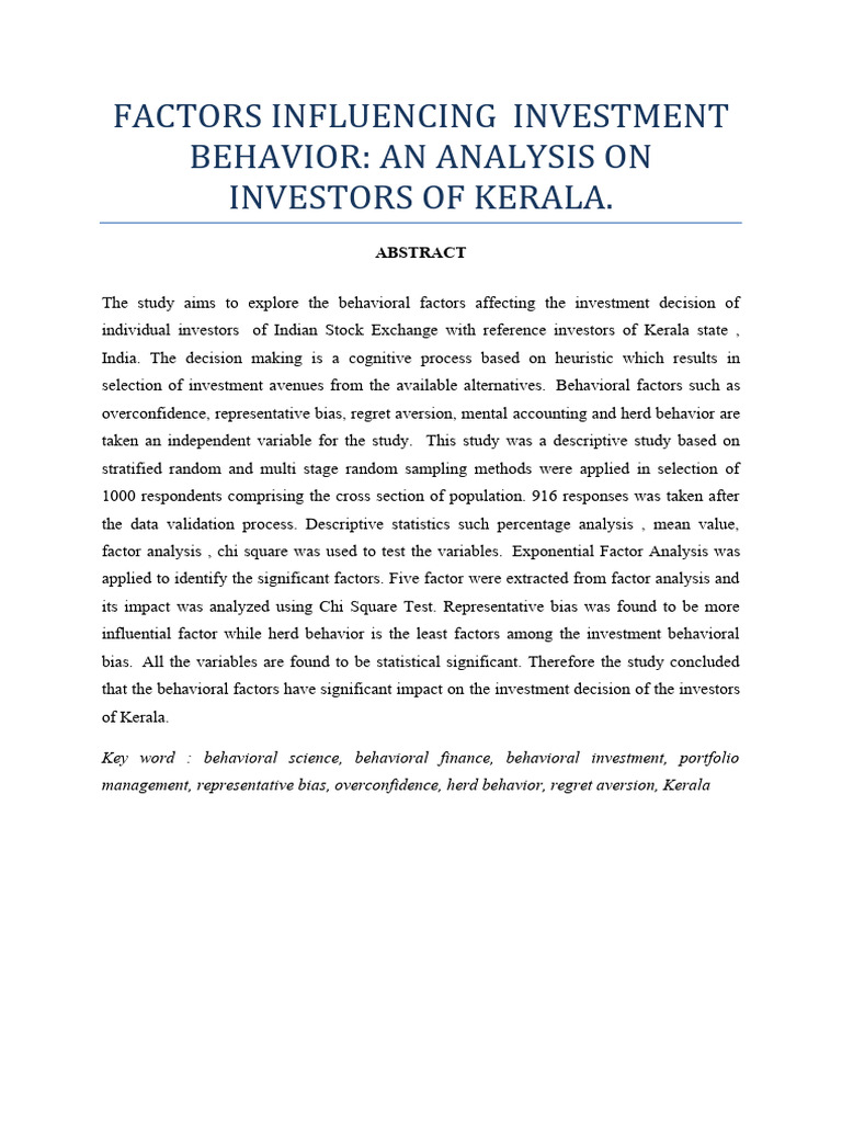 BF Kerala Q 7 | PDF | Behavioral Economics | Investing