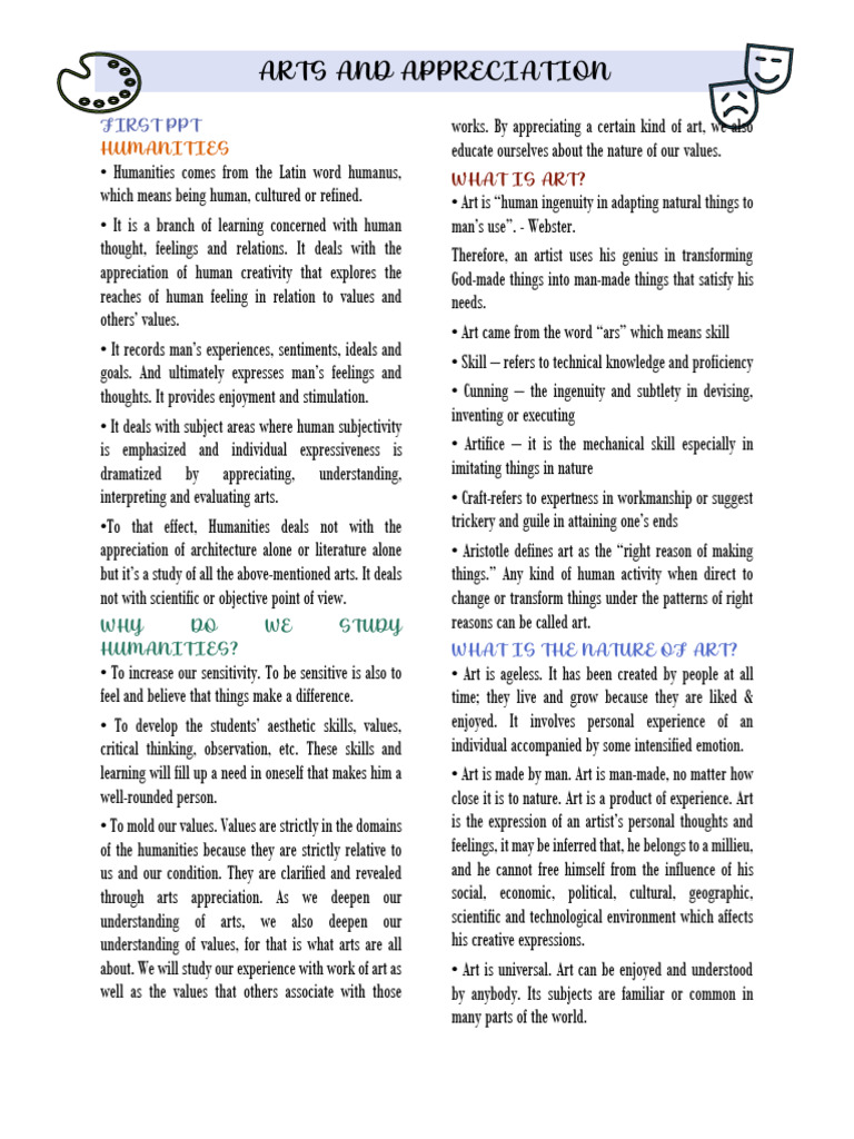 Arts appreciation | PDF | The Arts | Composition (Visual Arts)