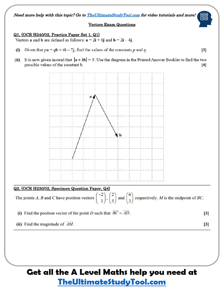 Y1 Pure Vectors Exam Questions | PDF