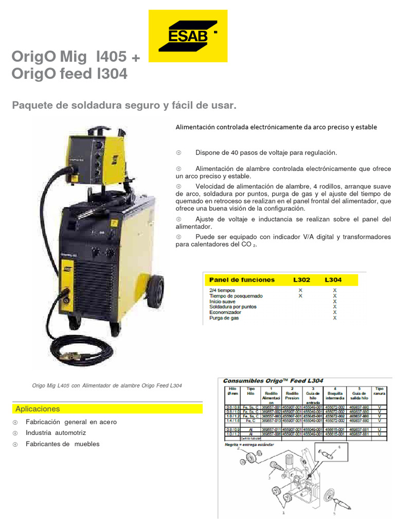 Origo MIG 405 + Feed l304 | PDF | Transformador | Soldadura