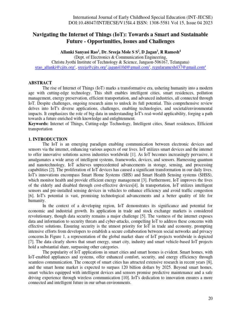 Navigating The Internet of Things (IoT) - Towards A Smart and Sustainable Future - Opportunities ...