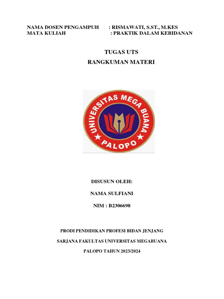 SULFIANI B2306698 - Tugas UTS - MK - Praktik Dalam Kebidanan | PDF | Pengembangan Diri ...