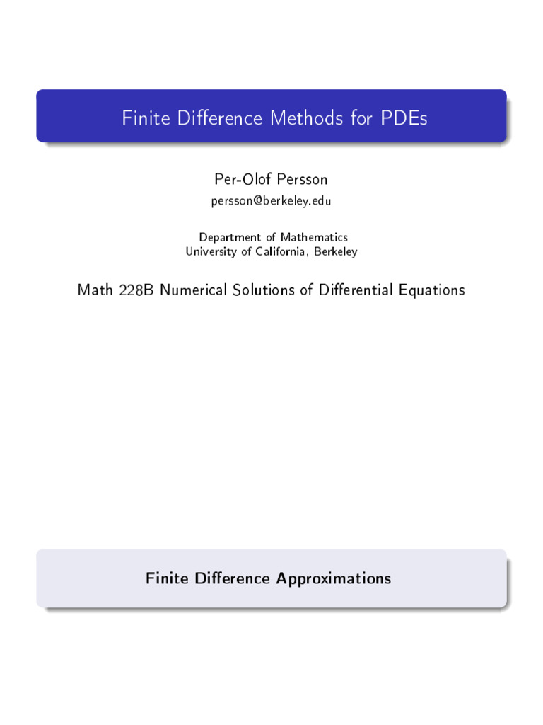 Finite Difference Methods For PDEs | Download Free PDF | Mathematical Analysis | Analysis