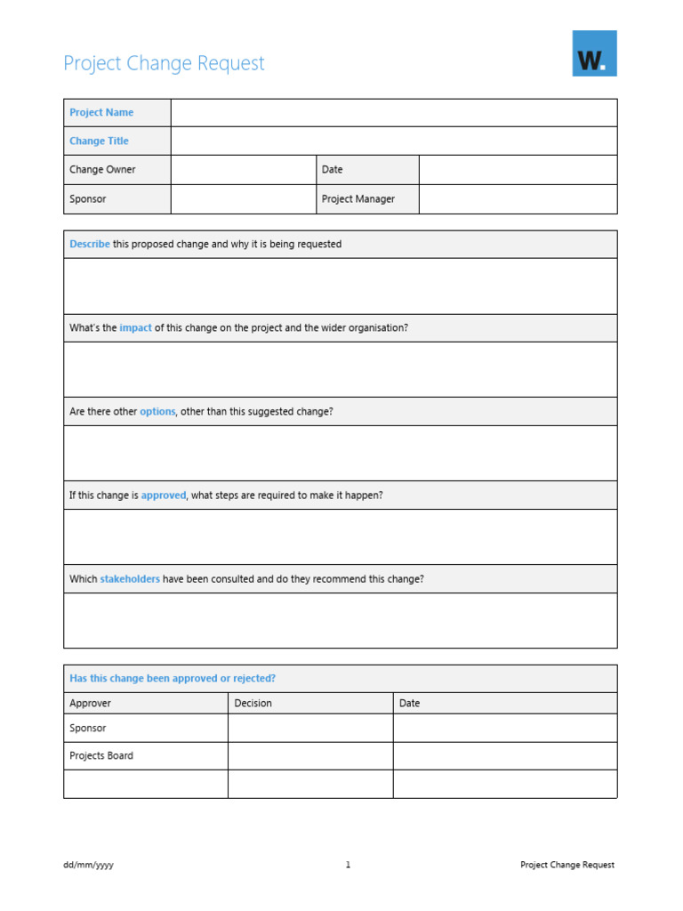 Wellingtone Change Request | PDF