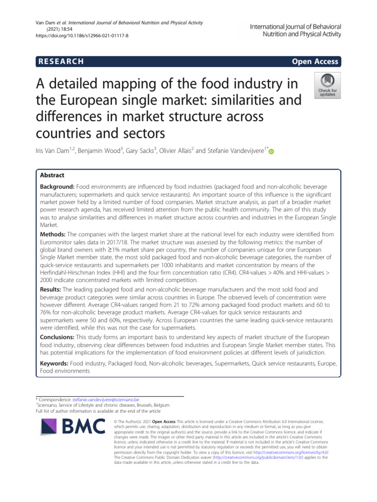A Detailed Mapping of The Food Industry in The European Single Market ...