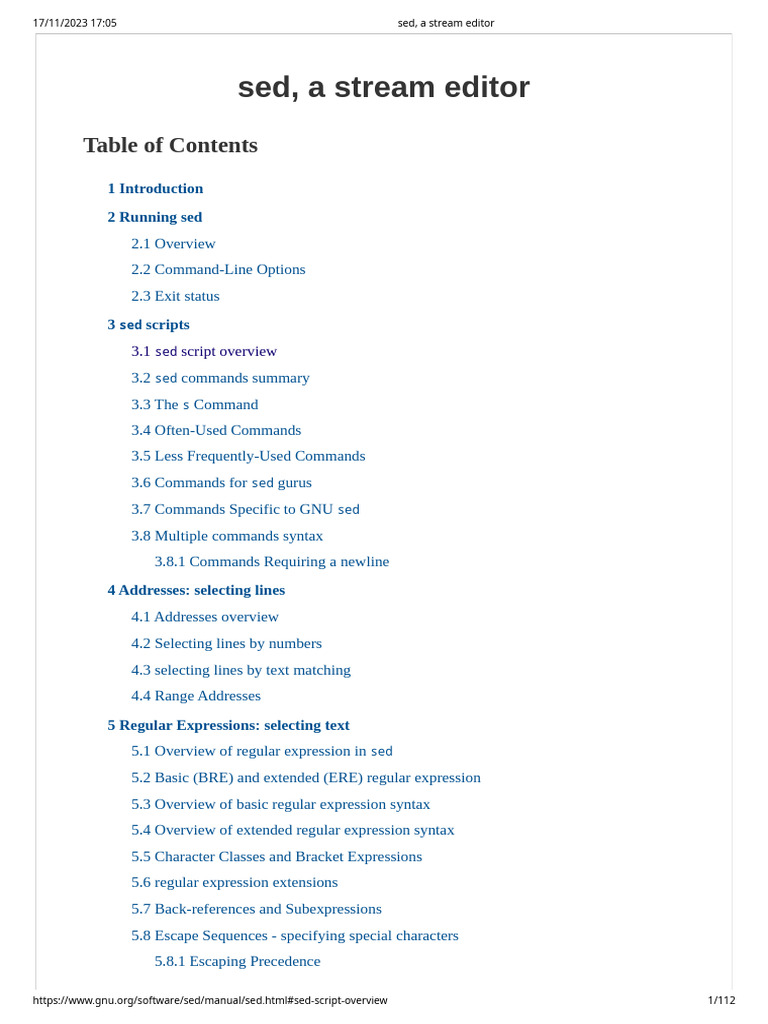 Sed, A Stream Editor | PDF | Regular Expression | Command Line Interface Sed, A Stream Editor | PDF | Regular Expression | Command Line Interface