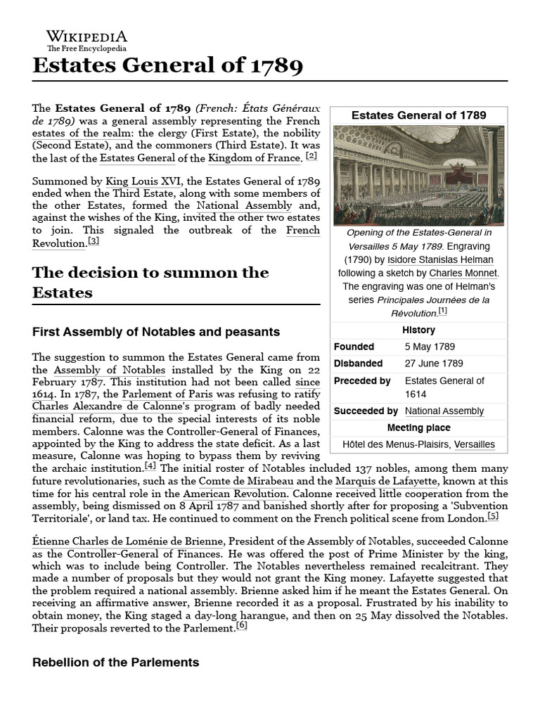 Estates General of 1789 French Revolution | PDF | Politics Of France ...