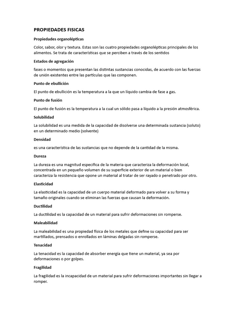 Propiedades Fisicas y Quimicas de La Materia | PDF | Sustancias ...