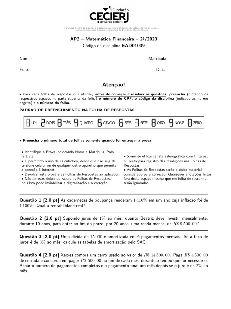 ap2 2023_2 | PDF | Juros