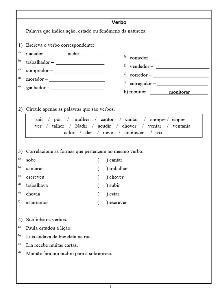 Verbos Revisão Pdf Linguística Morfologia