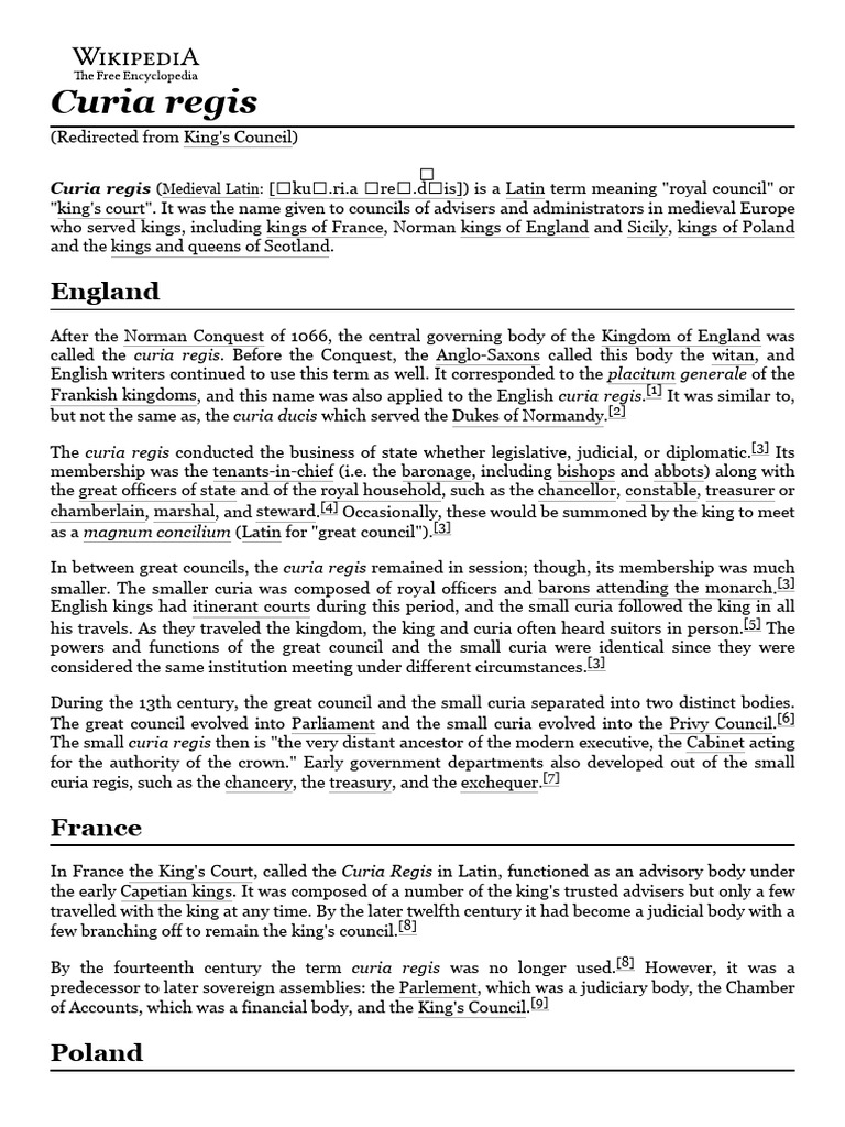 Curia Regis - Council | PDF | Forms Of Government | Medieval Law